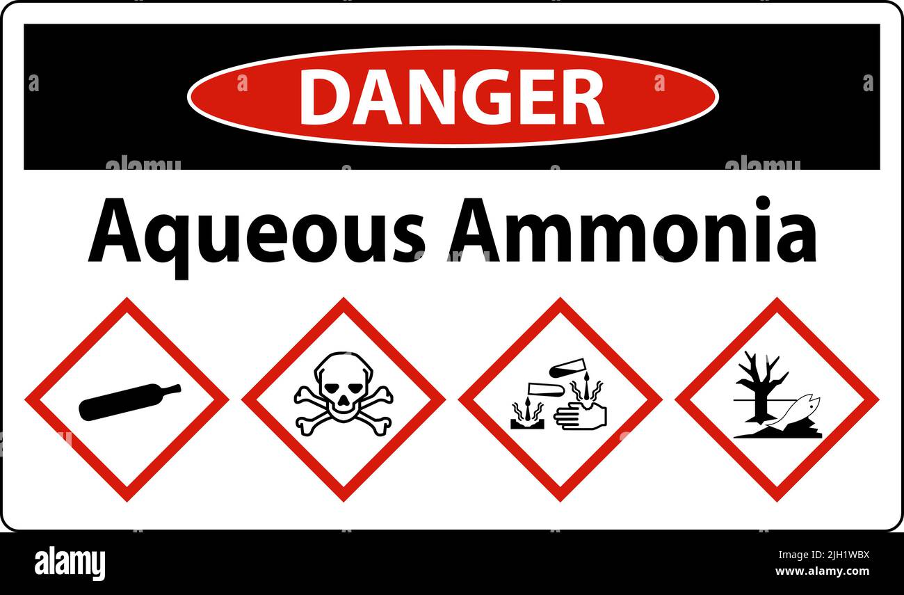 Danger Aqueous Ammonia GHS Sign On White Background Stock Vector Image ...