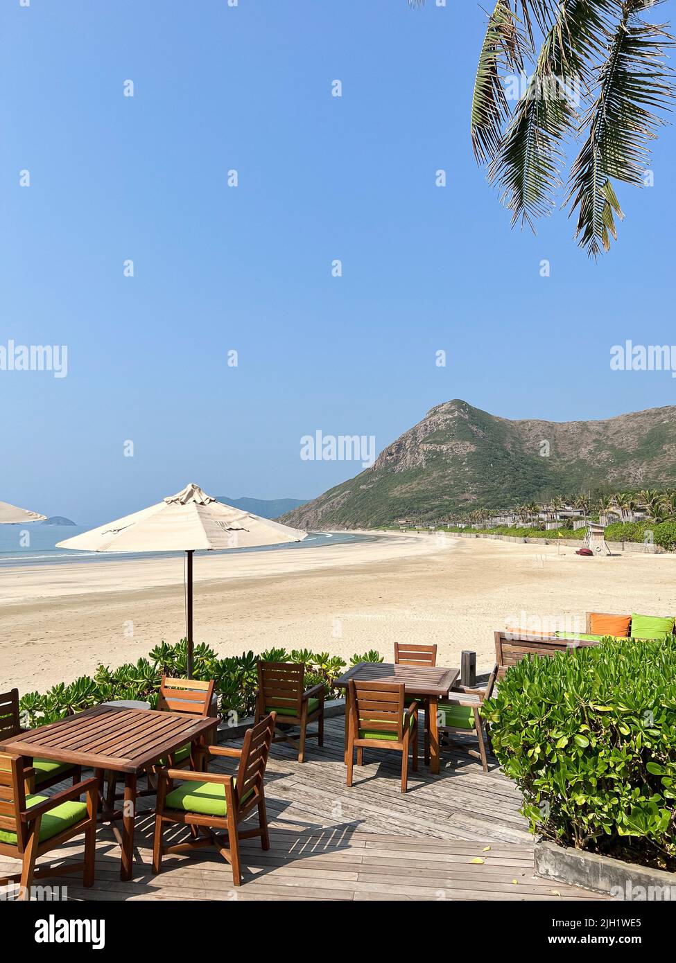 The table in a restaurant or a summer cafe on the sea coast Stock Photo ...