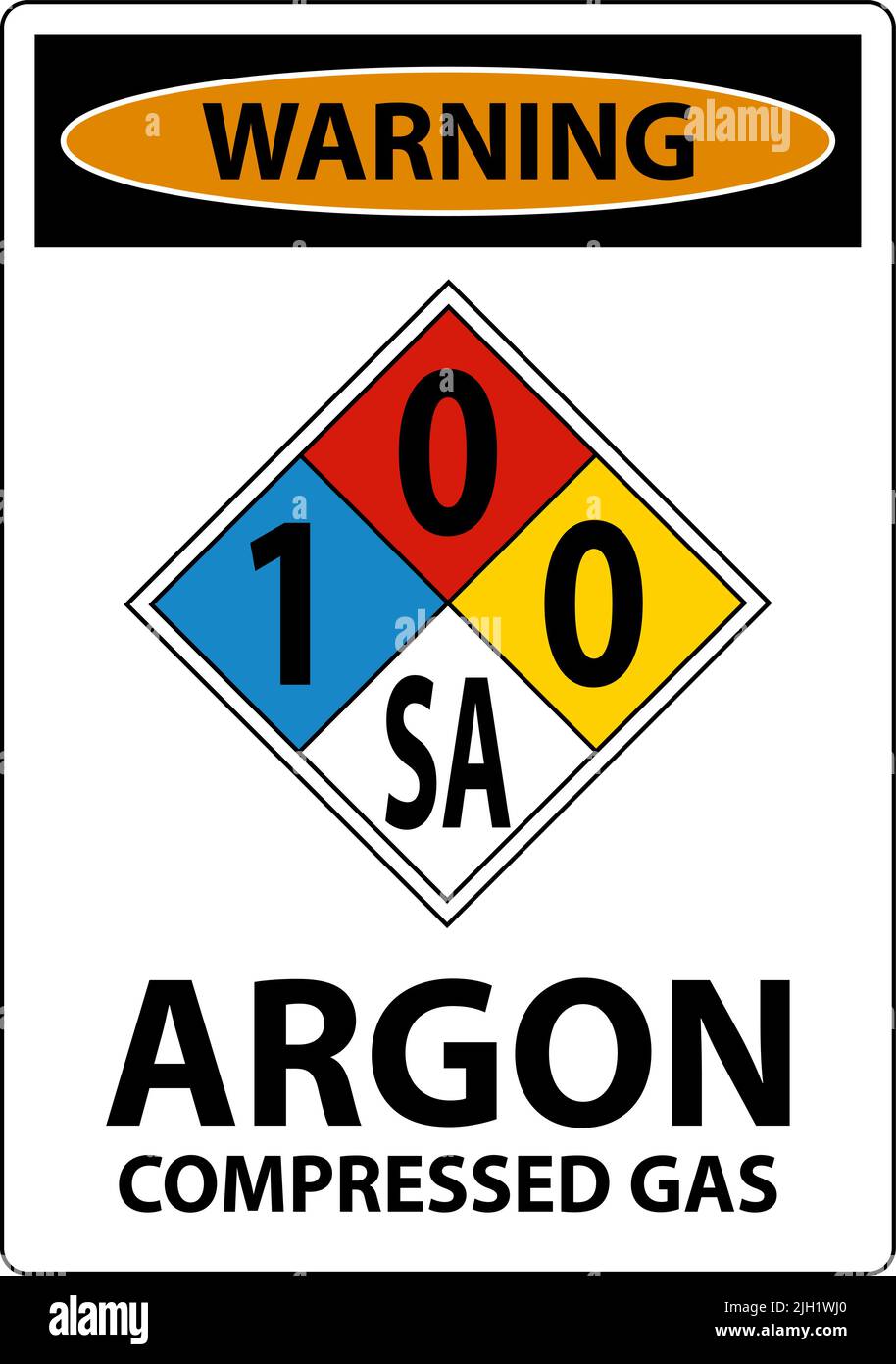 NFPA Warning Argon Compressed Gas 1-0-0-SA Sign Stock Vector Image ...
