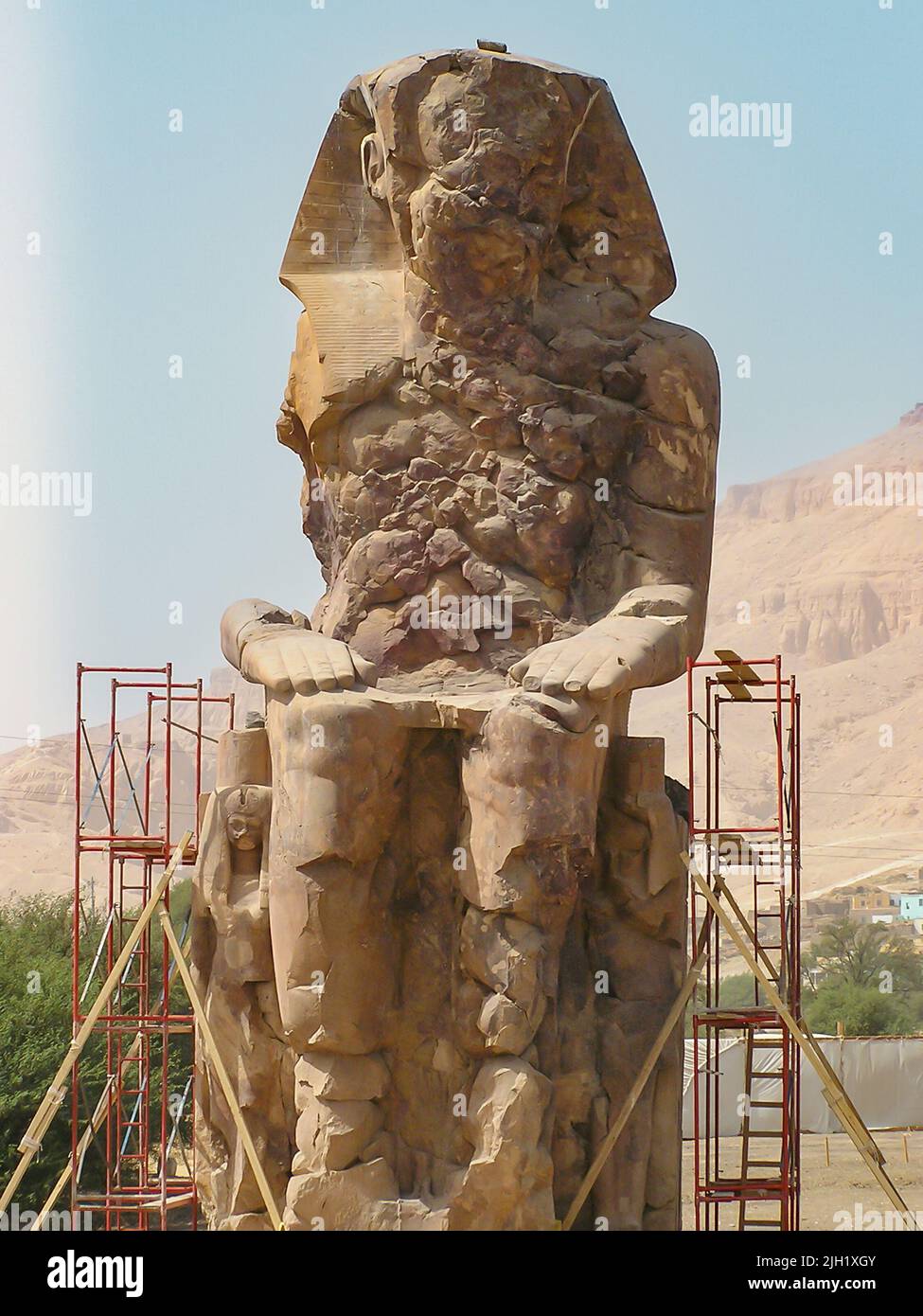 memnon colossi, a pair of statues which are all that remains of the ...