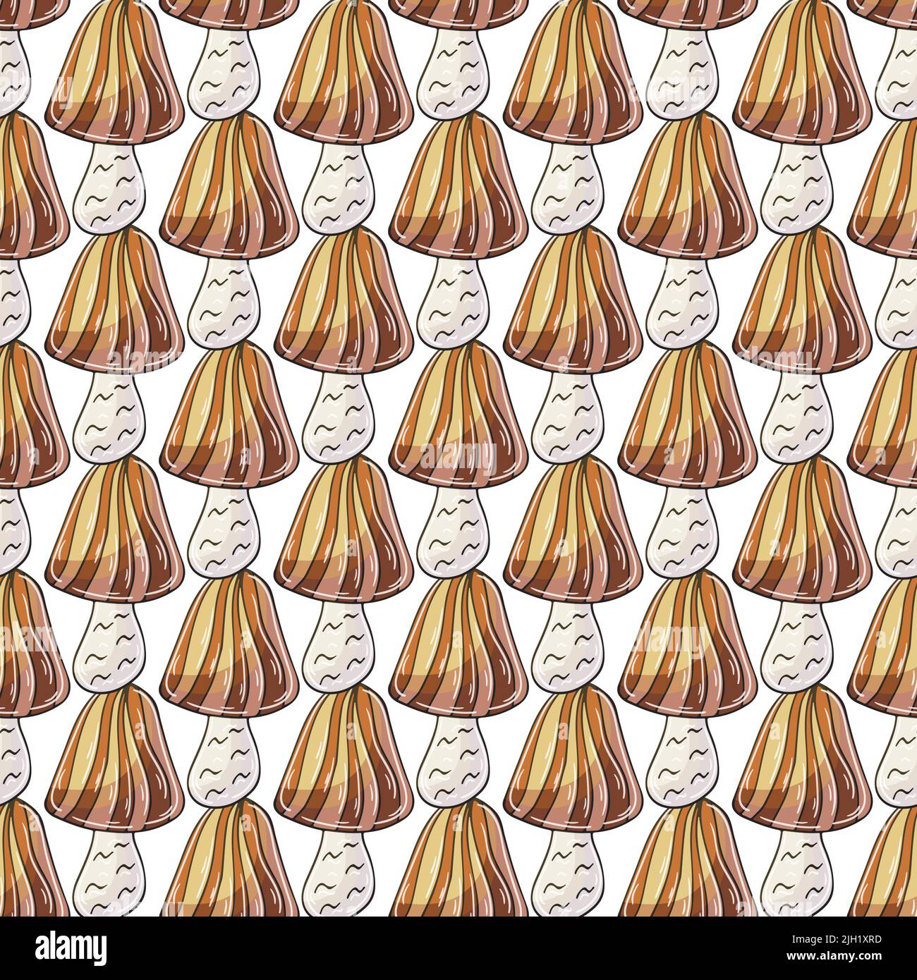 Striped Fairy mushroom. Illustration in hand draw style. Seamless ...