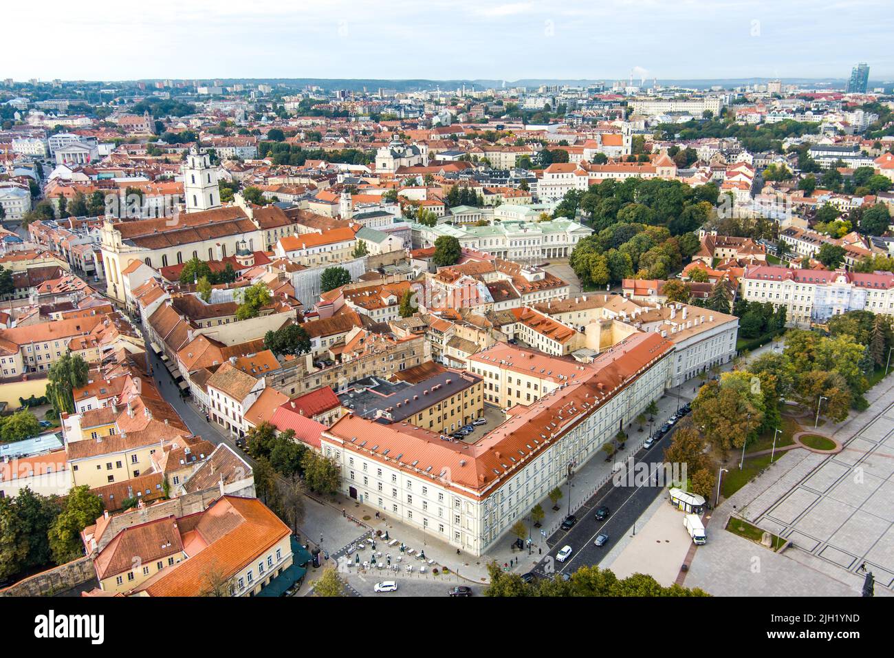 Aerial view of Vilnius Old Town, one of the largest surviving medieval ...