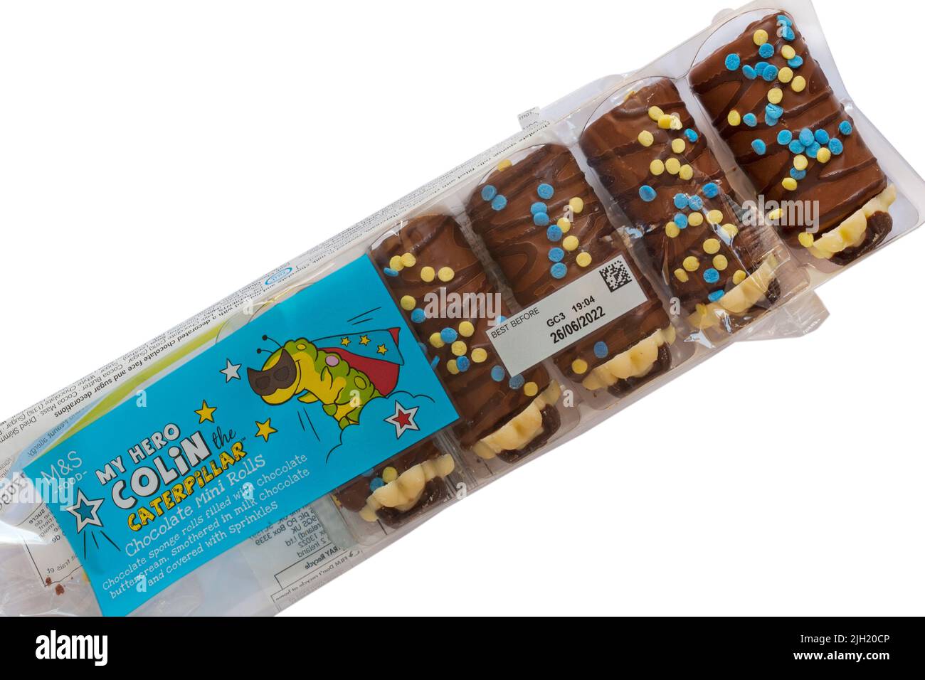 Packet of Marks & Spencer My Hero Colin the Caterpillar chocolate mini ...