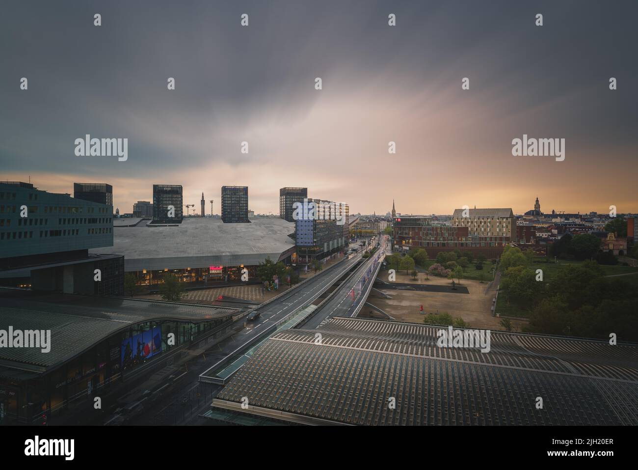 Lille city skyline at sunset Stock Photo - Alamy