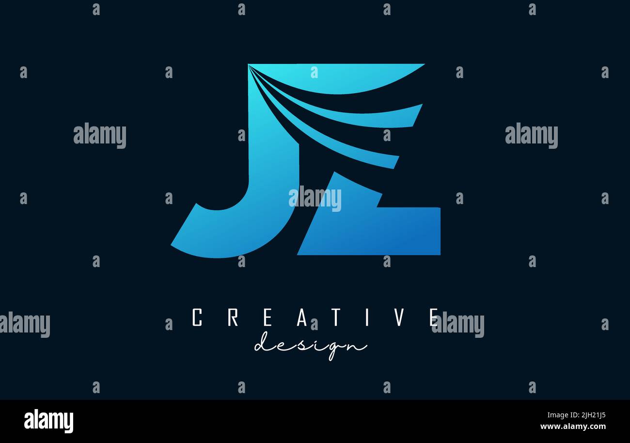 Creative blue letter JZ J z logo with leading lines and road concept ...