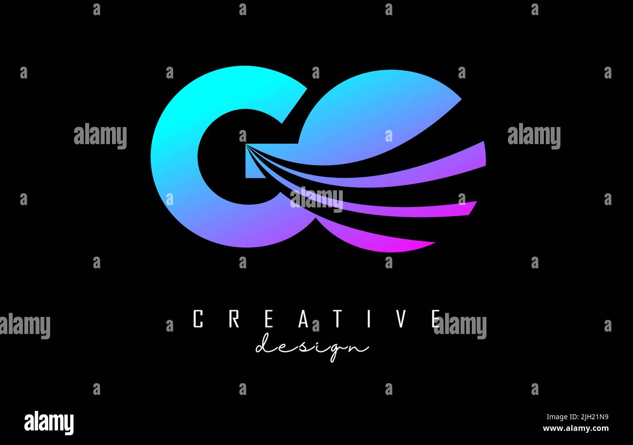 Creative colorful letter Go g o logo with leading lines and road ...