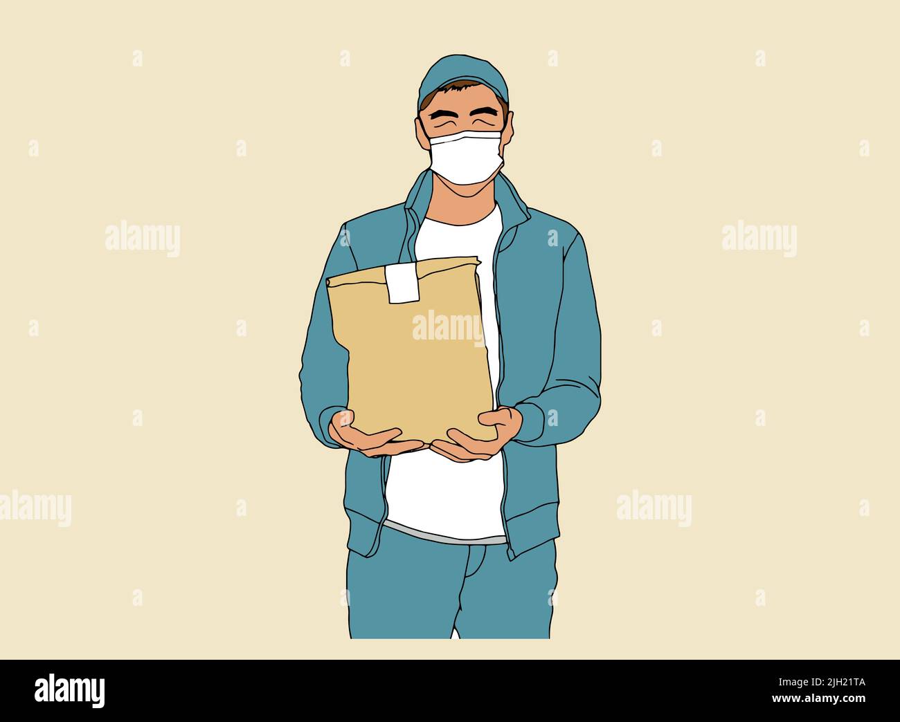 Delivery man with box.Delivery Services. Flat design modern vector ...