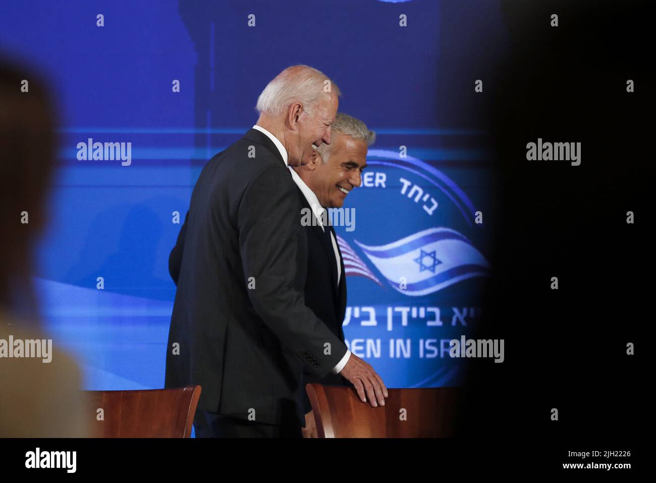 Jerusalem, Israel. 14th July, 2022. U.S. President Joe Biden and the Prime Minister of Israel ...