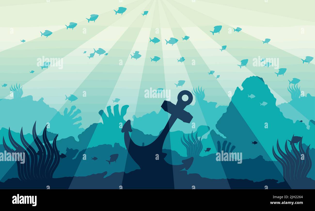 Anchor underwater sea coral Stock Vector Images - Alamy