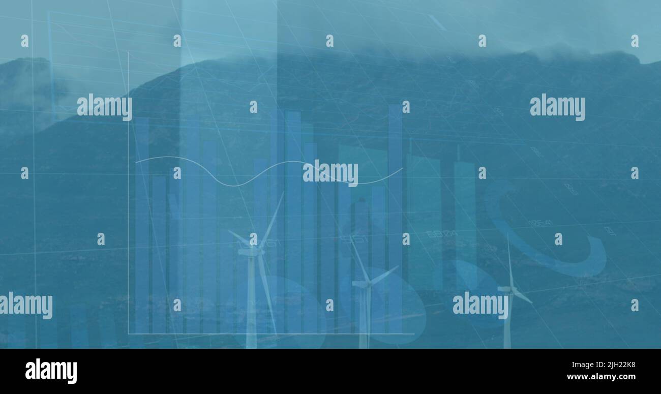 Image of data processing over wind turbines Stock Photo - Alamy