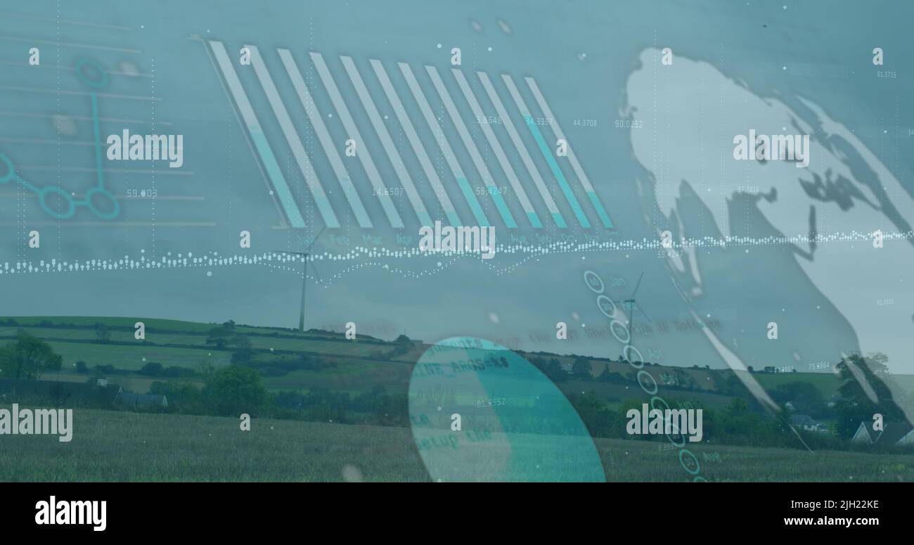 Image of data processing over wind turbines Stock Photo - Alamy