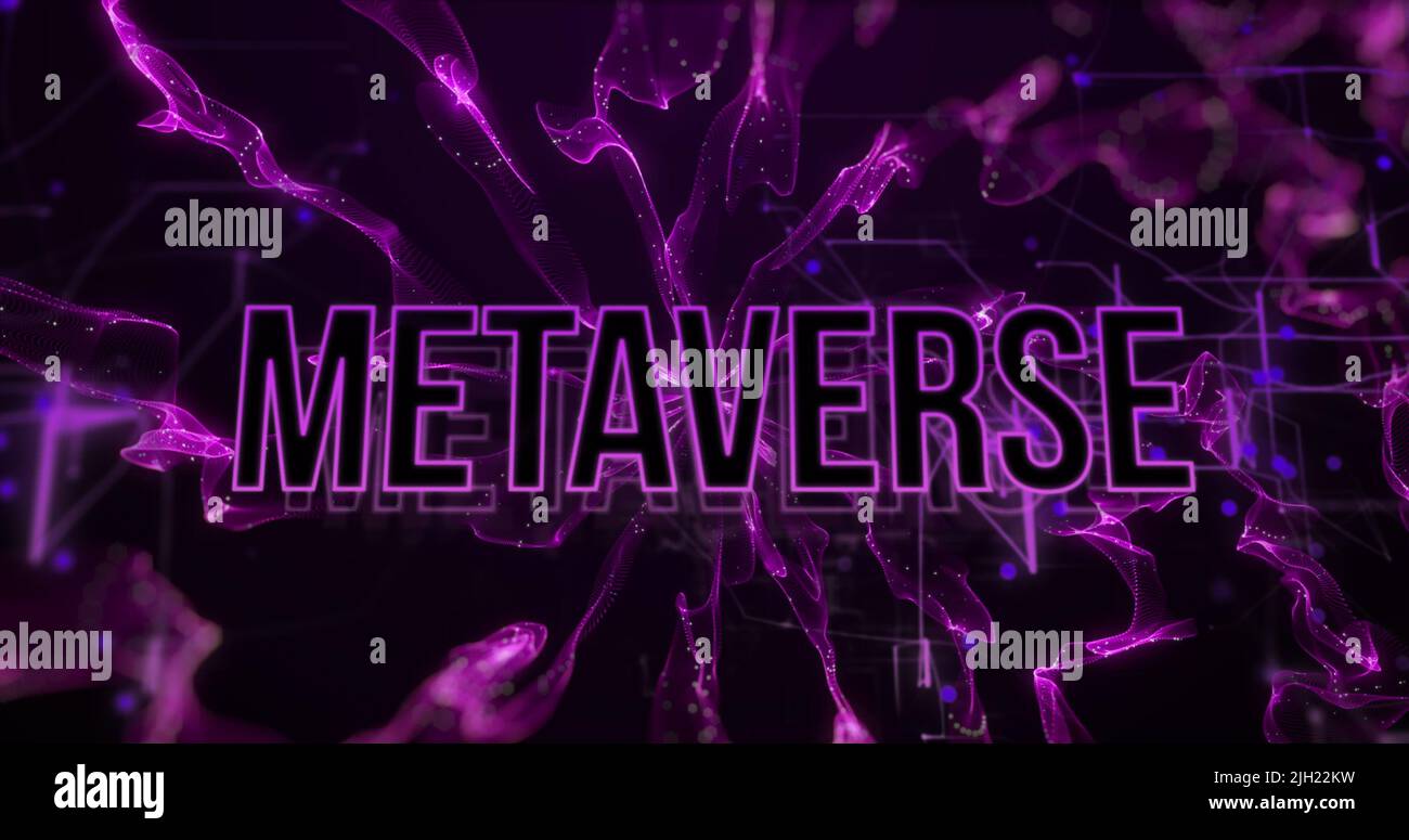 Image of metaverse text over spots on black background Stock Photo - Alamy