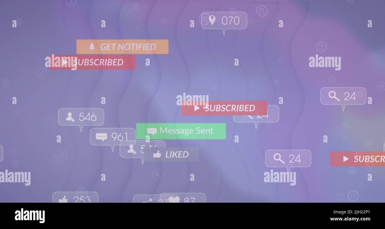 Speech bubbles with increasing numbers falling against waves effect on ...