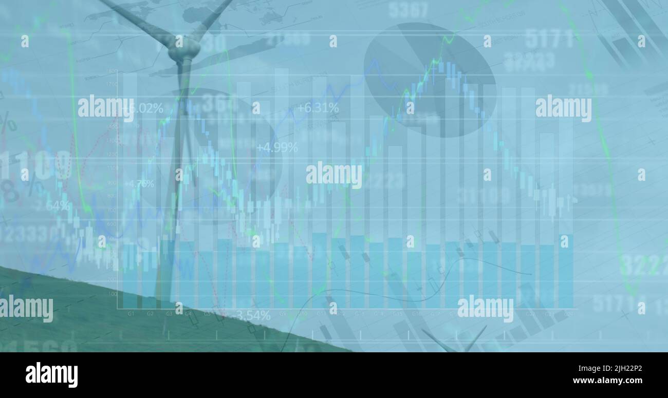 Image of data processing over wind turbines Stock Photo - Alamy