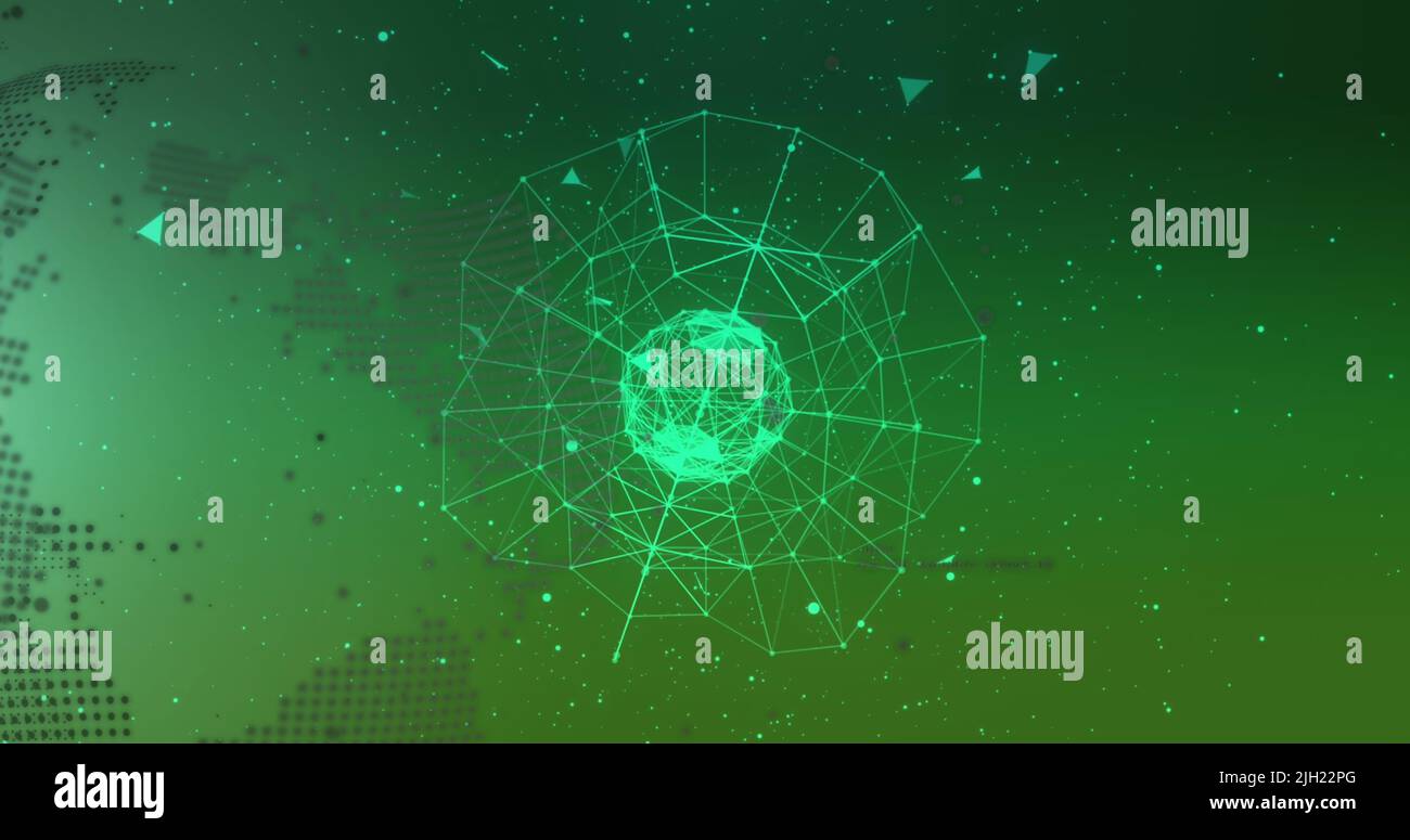 Image of data processing over green background Stock Photo - Alamy