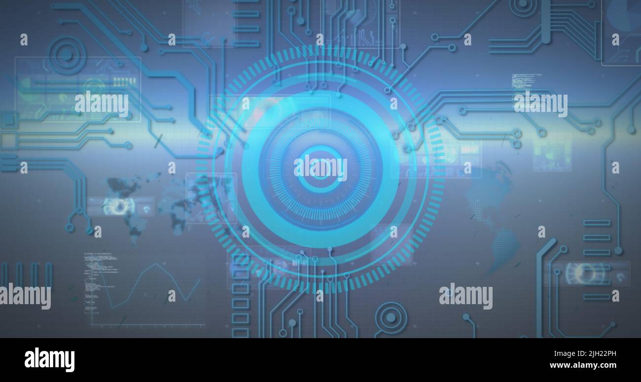Image of data processing over blue background Stock Photo - Alamy