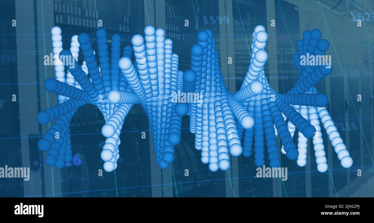 Image of dna strand and data processing over server room Stock Photo ...