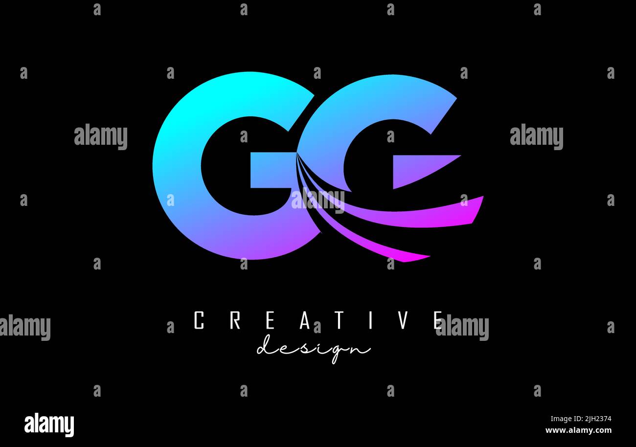 Creative colorful letter GG g logo with leading lines and road concept ...