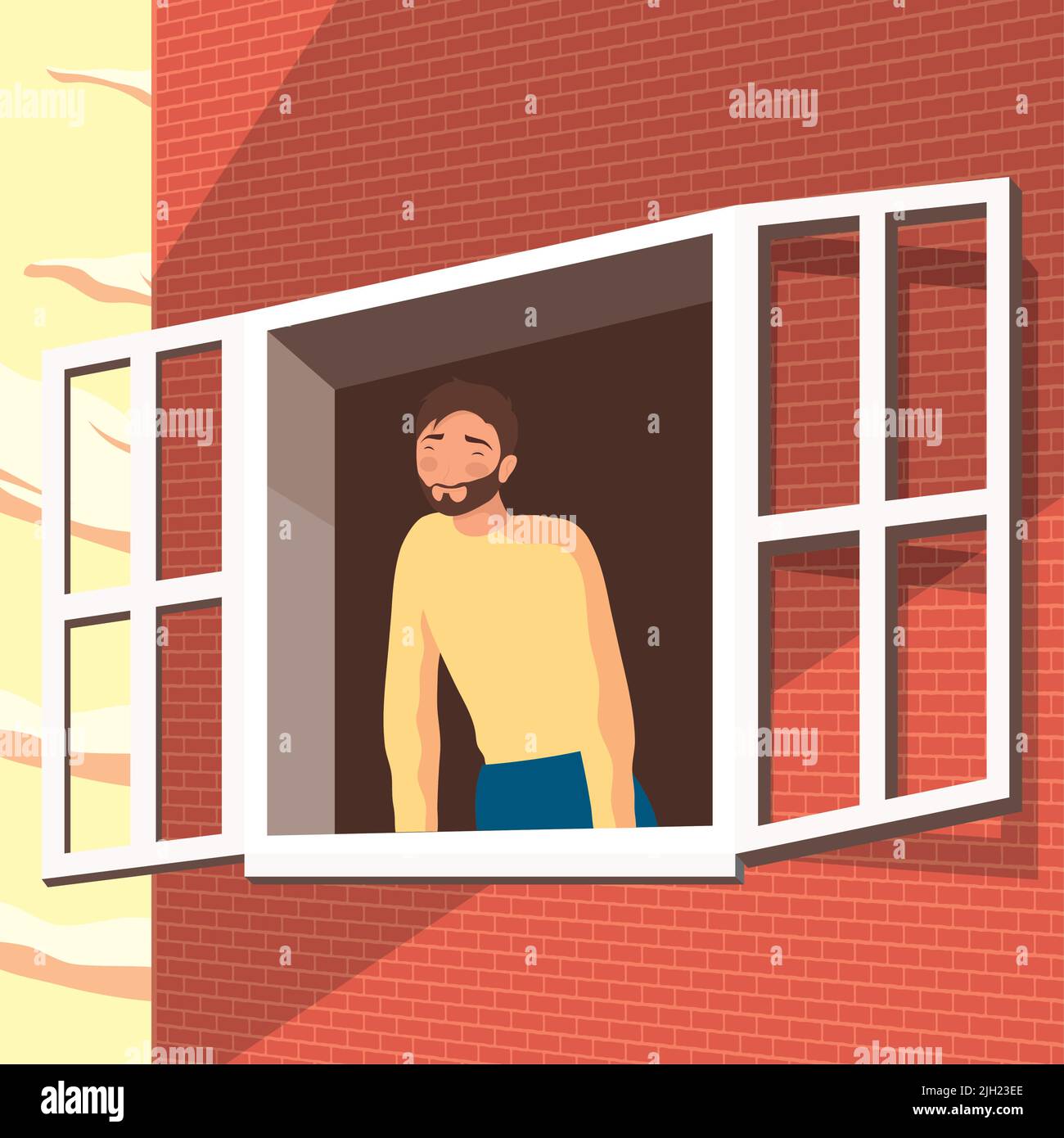 bearded man looking out the window character Stock Vector Image & Art ...