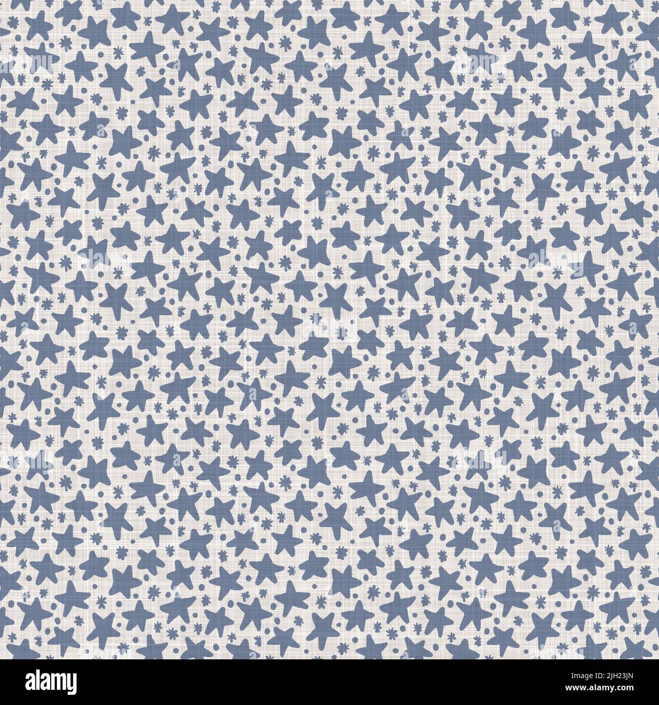 French blue star motif seamless pattern. Tonal country cottage style ...