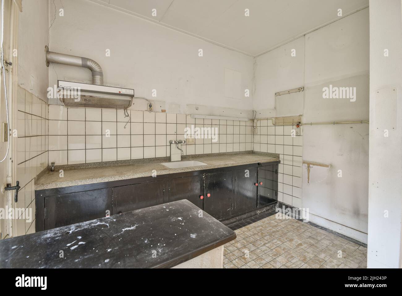 Design of mansard kitchen with wooden cabinets and minimalist interior ...