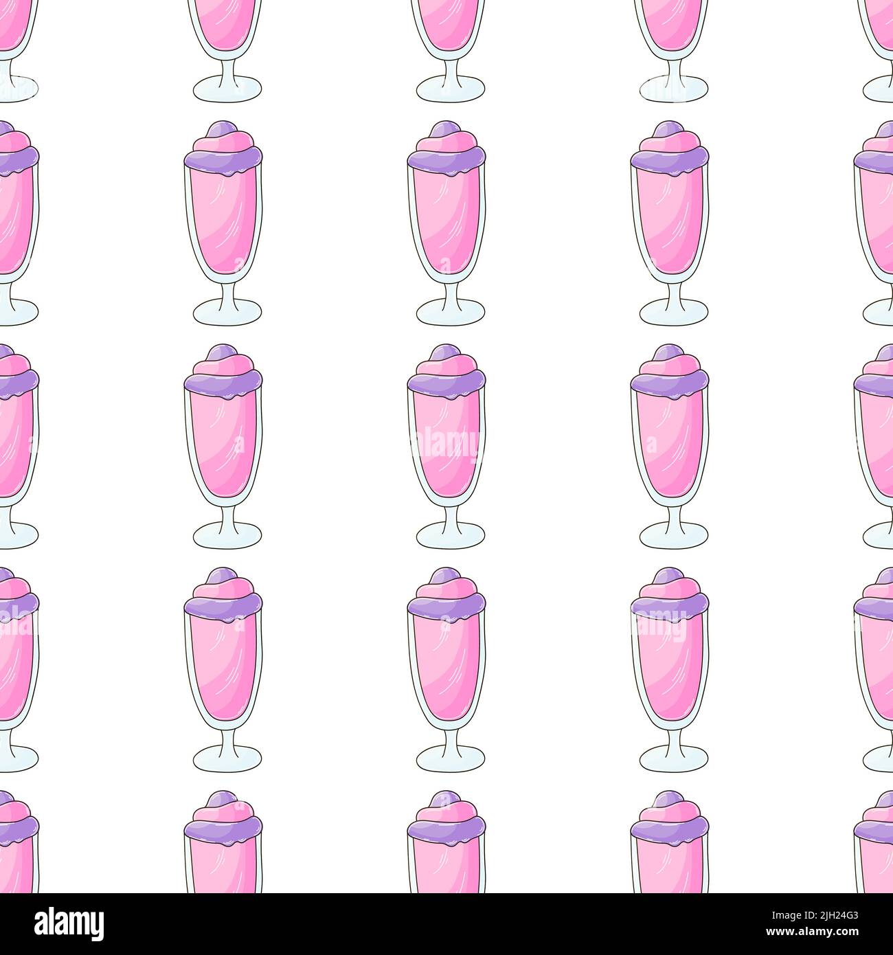 Pink milkshakes seamless pattern. Summer. Cute pattern with cold ...