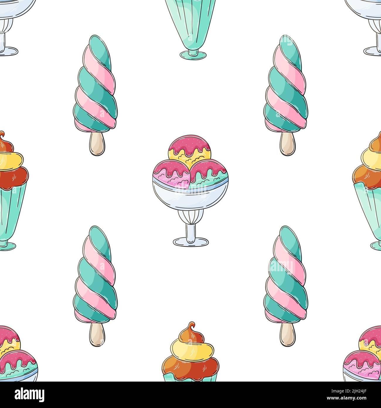 Ice cream seamless pattern. Summer. A wonderful bright pattern with a ...