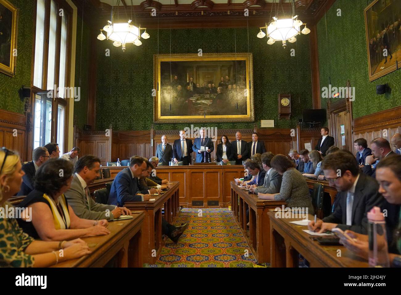 Sir Graham Brady, chairman of the 1922 Committee, announces the results ...