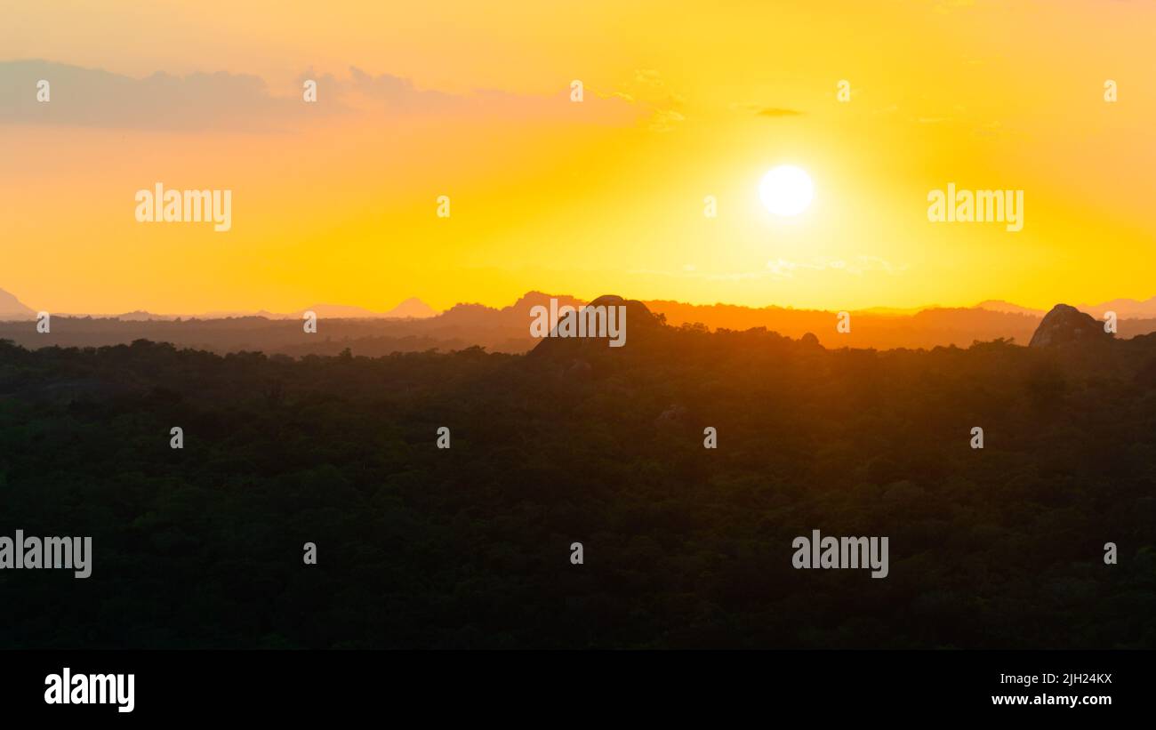 Colorful sunset over jungle and rainforest. Sri Lanka Stock Photo - Alamy