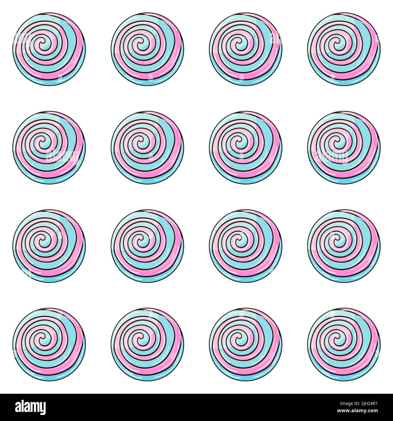 Cute pattern with sweets. Round rainbow lollipops seamless pattern ...