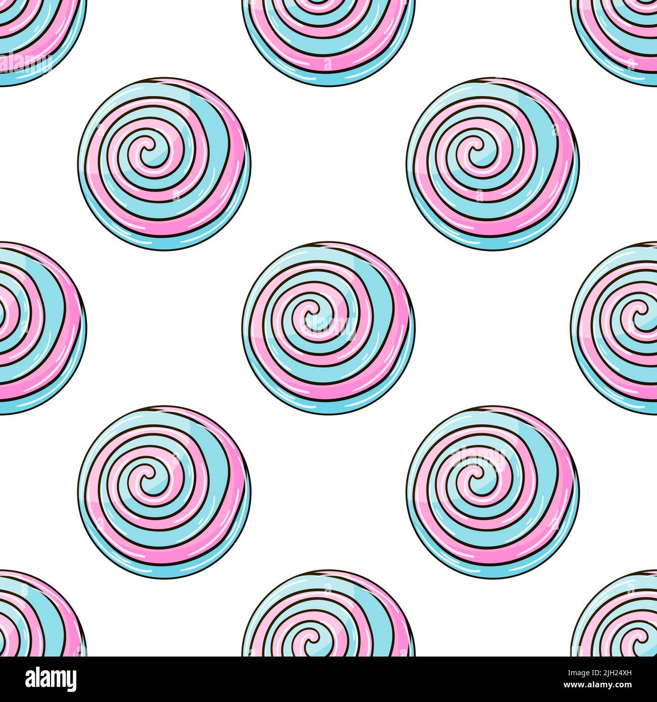 Cute pattern with sweets. Round rainbow lollipops seamless pattern ...