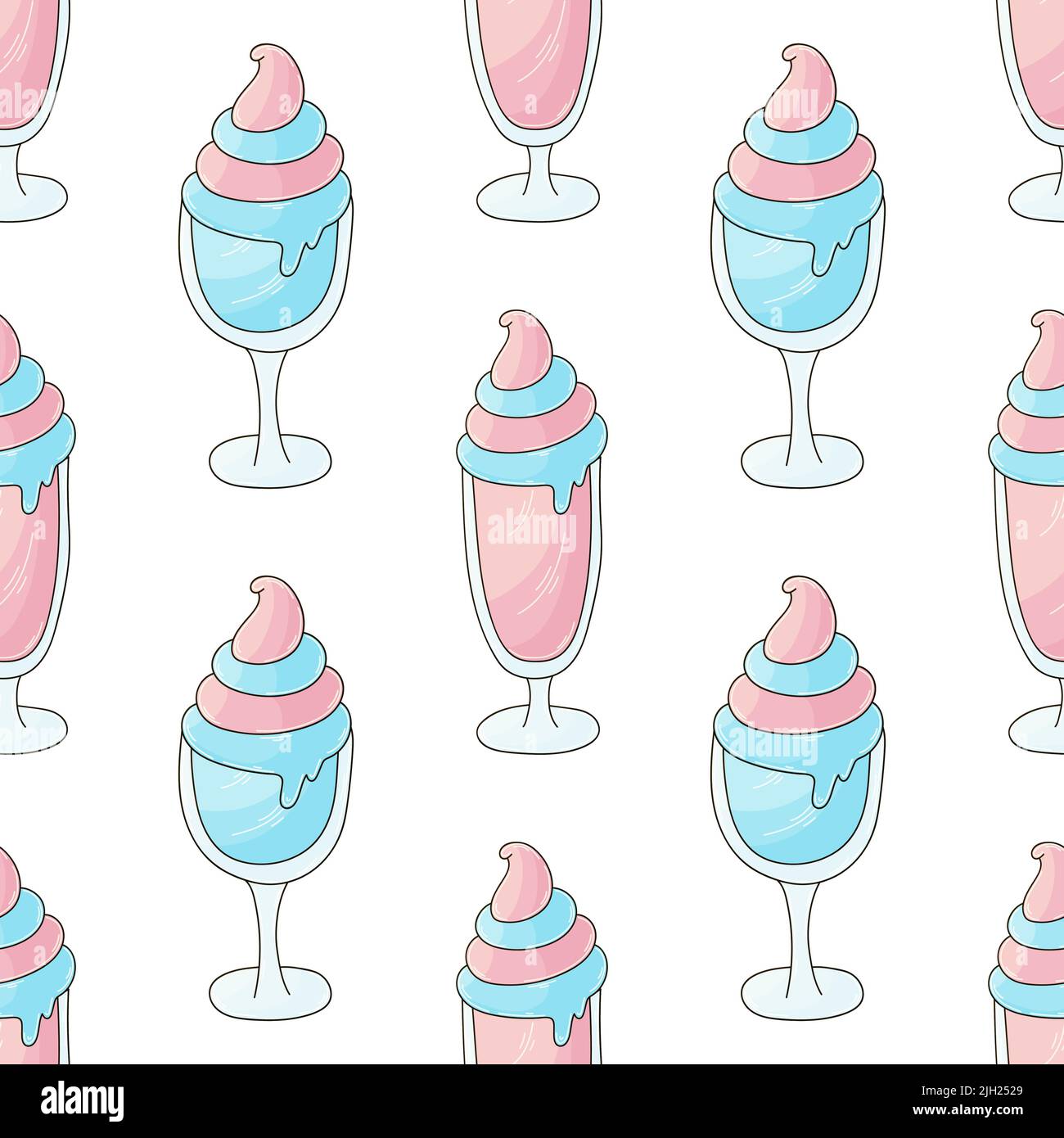 Ice cream cocktails seamless pattern. Cute pattern with cold dessert ...