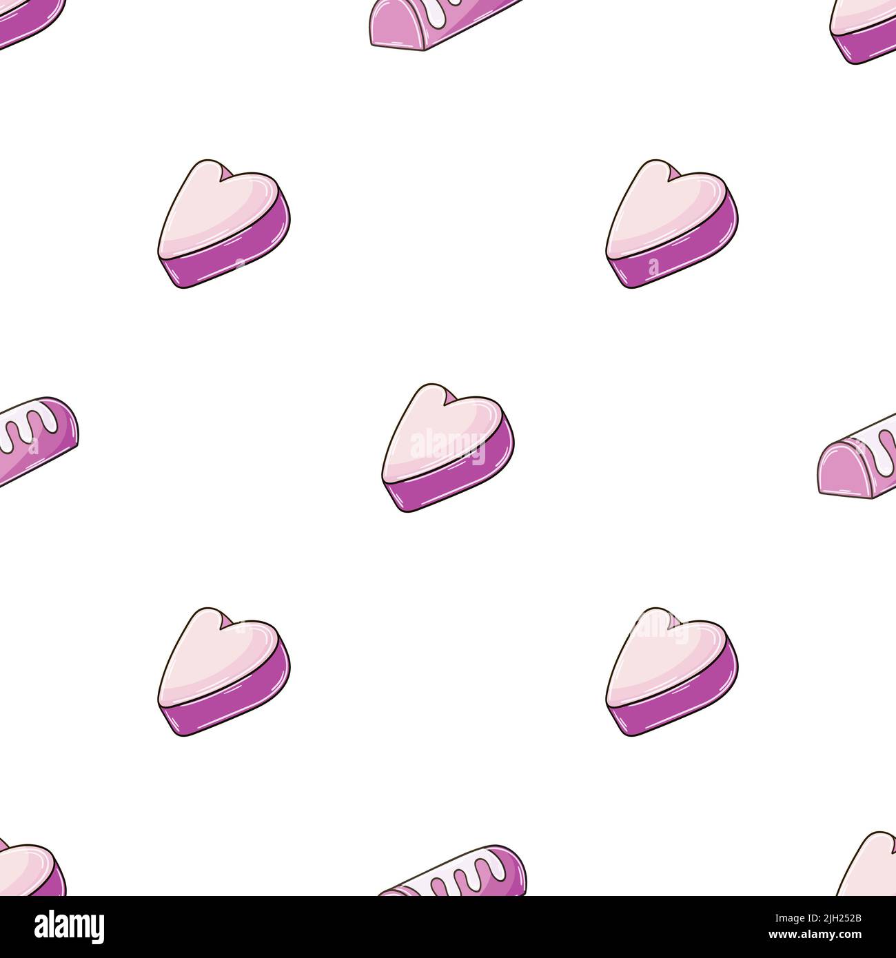 Cute pattern with sweets. Heart. Pink candy seamless pattern. Print for ...