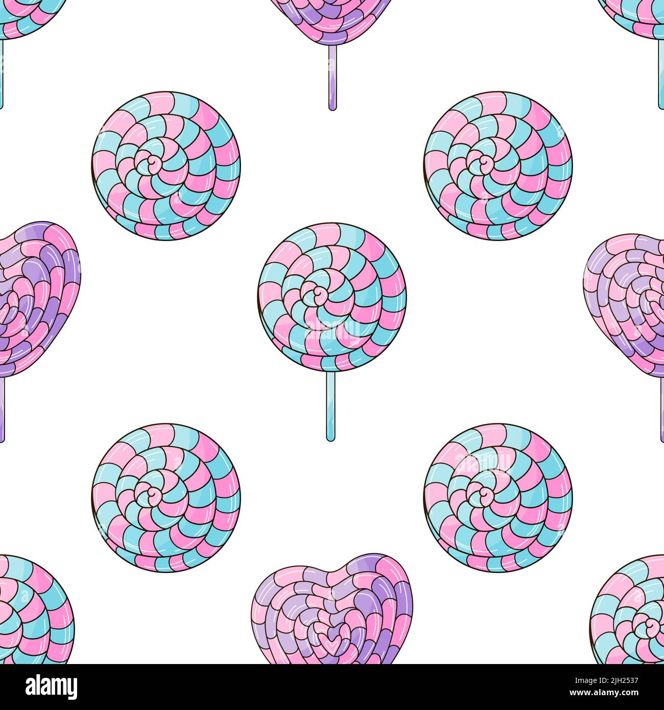 Cute pattern with sweets. Candies. Rainbow lollipops seamless pattern ...