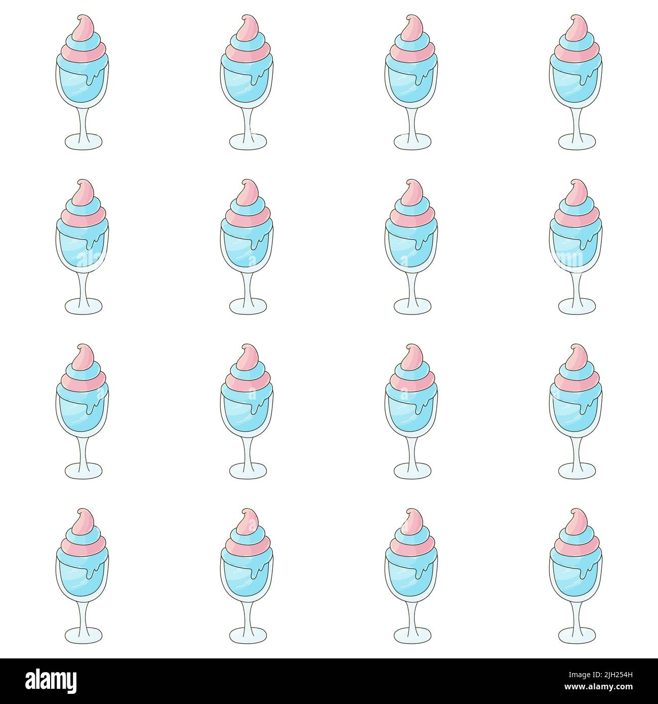 Ice cream cocktails seamless pattern. Cute pattern with cold dessert ...