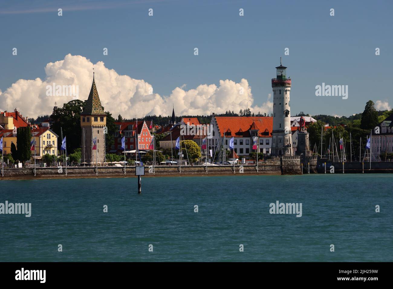 Lindau one of the most beautiful harbours of Germany. Suring summertime ...