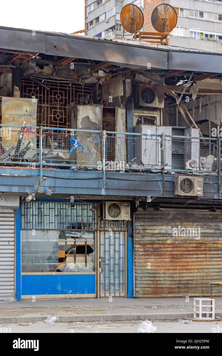 Burnt Shops Aftermath Big Fire at Strip Mall Shopping Centre Stock ...