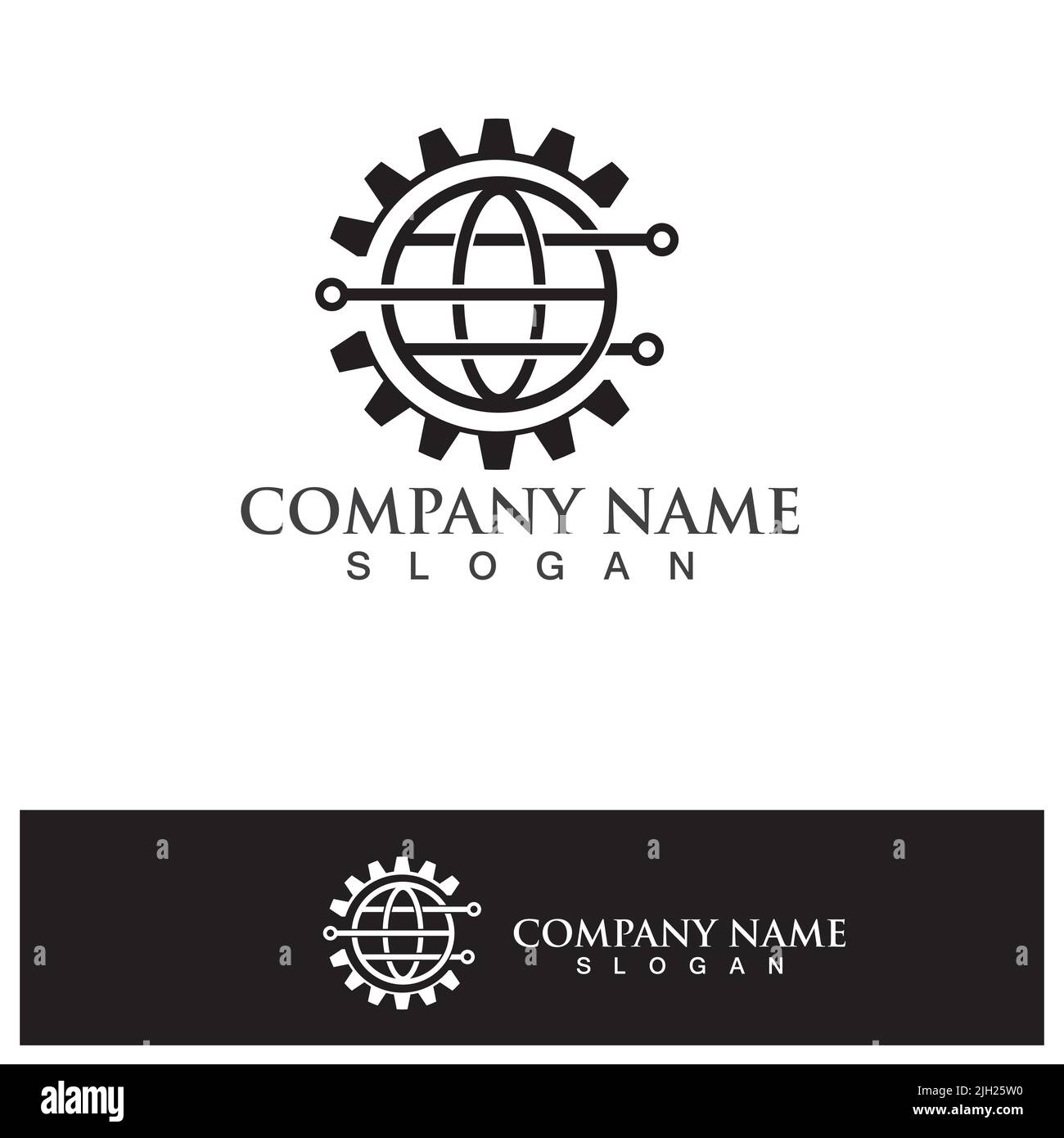 Vector world and gear logo combination. Earth and mechanic symbol or ...