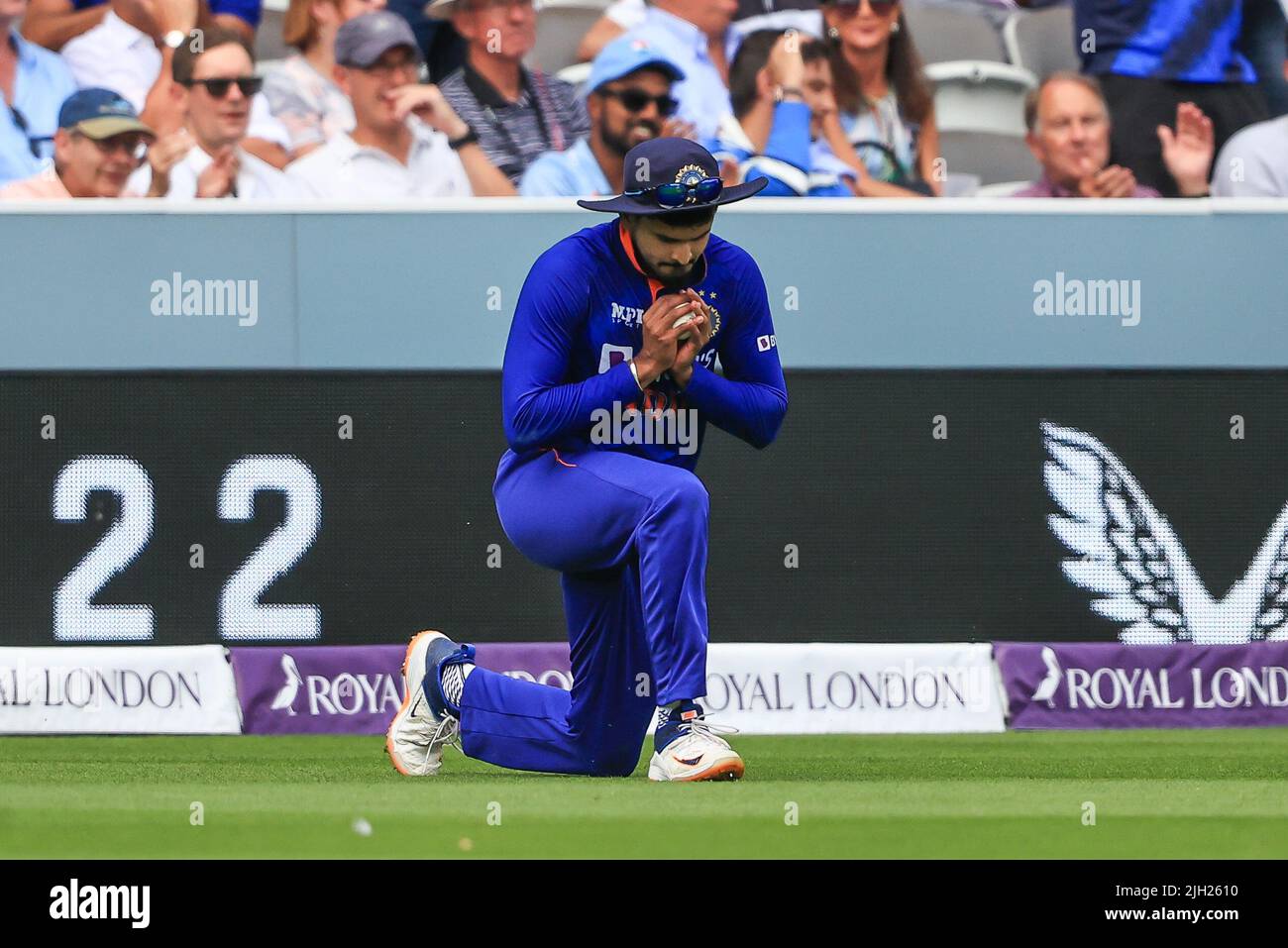 Shreyas Iyer of India catches Liam Livingstone of England Stock Photo ...