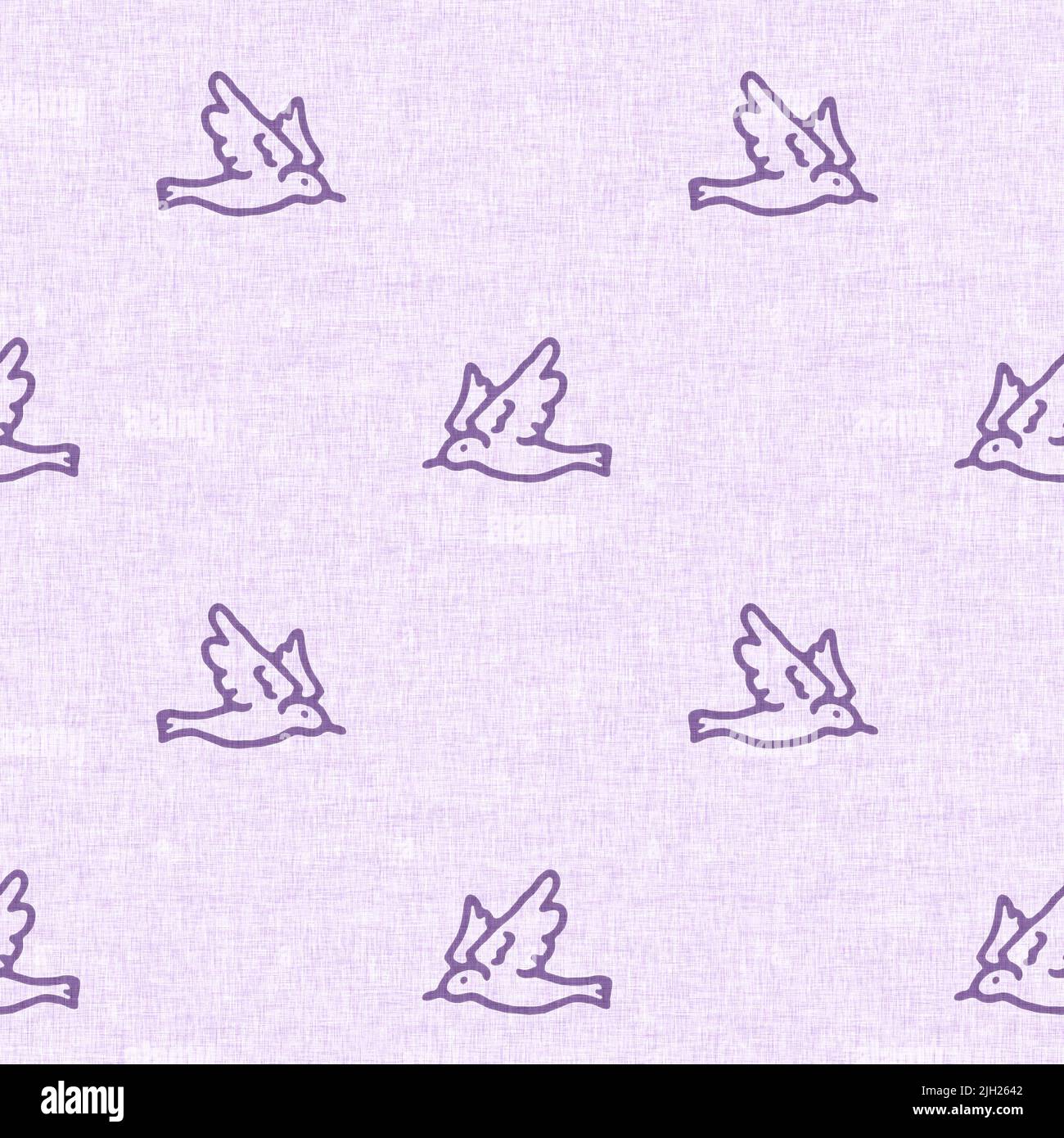 Gender neutral bird in sky seamless raster purple background. Simple ...