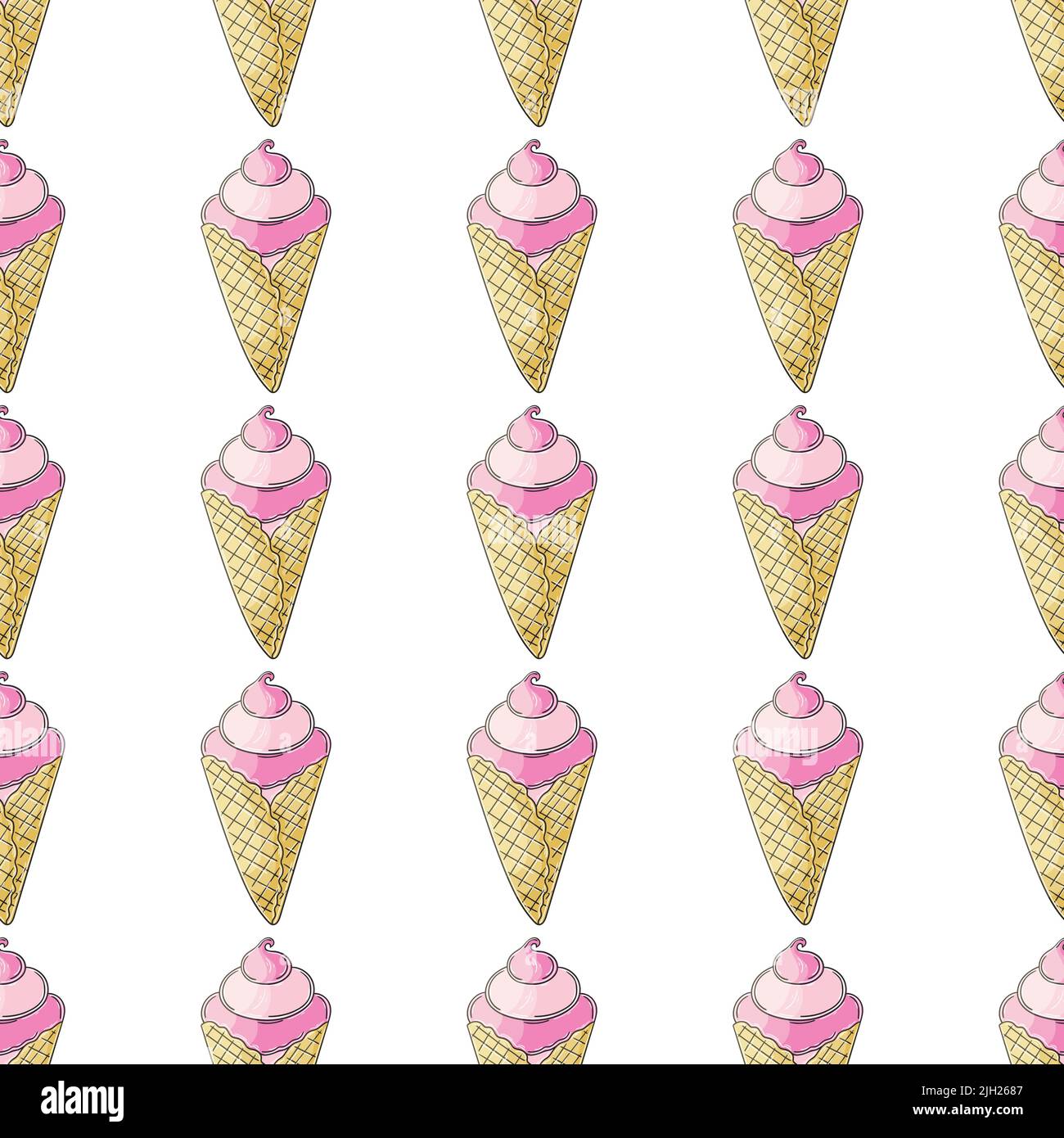 Cute ice cream seamless pattern. Summer holidays with popsicles, ice ...