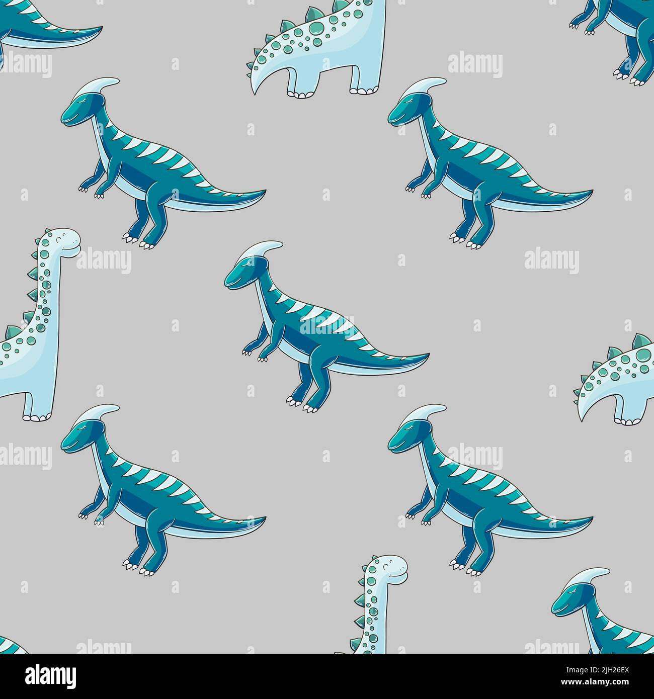 Hand drawn cute dinosaurs seamless pattern. Dinosaurs background in ...