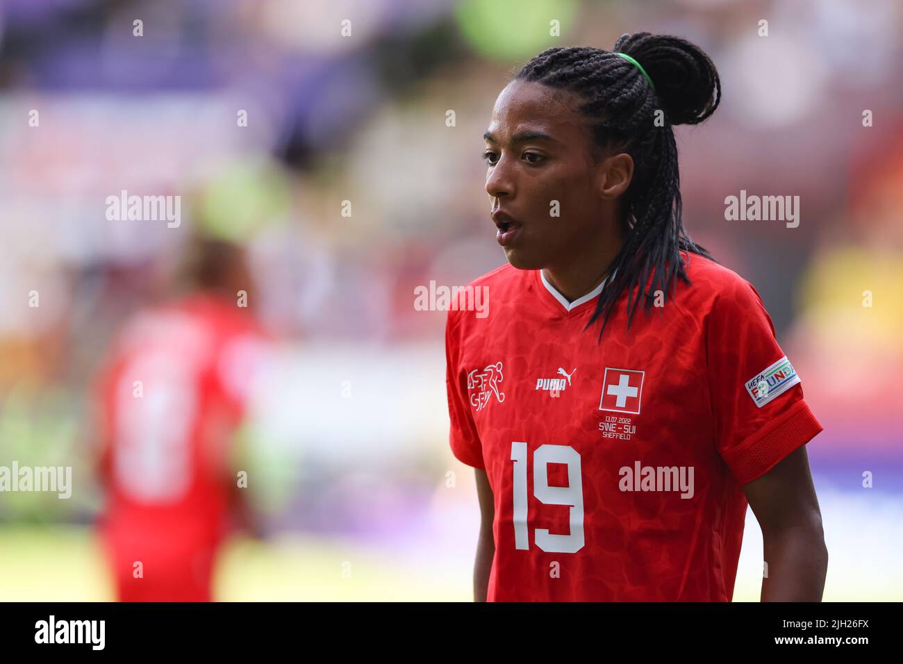 Sheffield, England, 13th July 2022. Eseosa Aigbogun of Switzerland ...