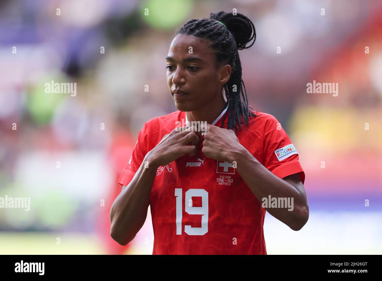 Sheffield, England, 13th July 2022. Eseosa Aigbogun of Switzerland ...