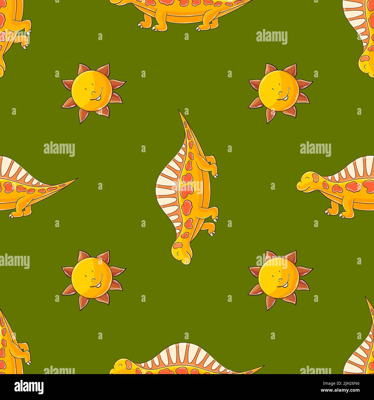Cute funny kids dinosaurs seamless pattern. Dinosaurs of the Jurassic ...