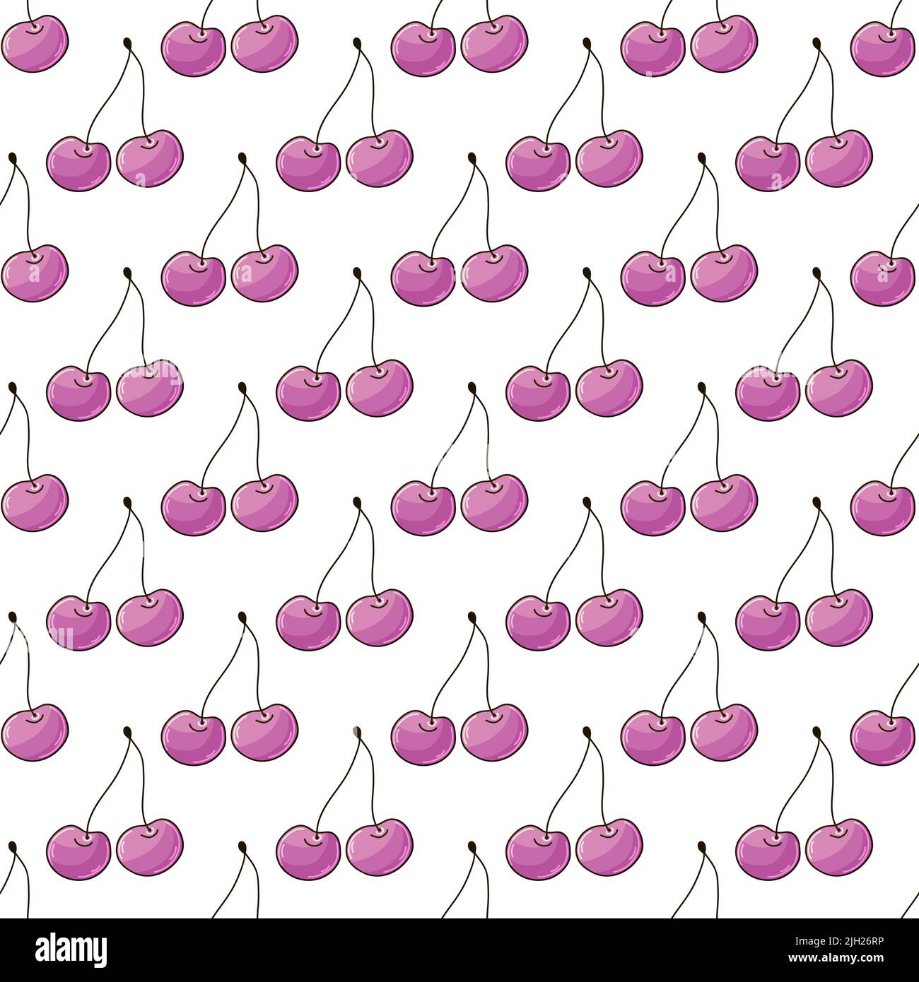 Berries seamless pattern. Pink cherries. Cute pattern with cherries ...