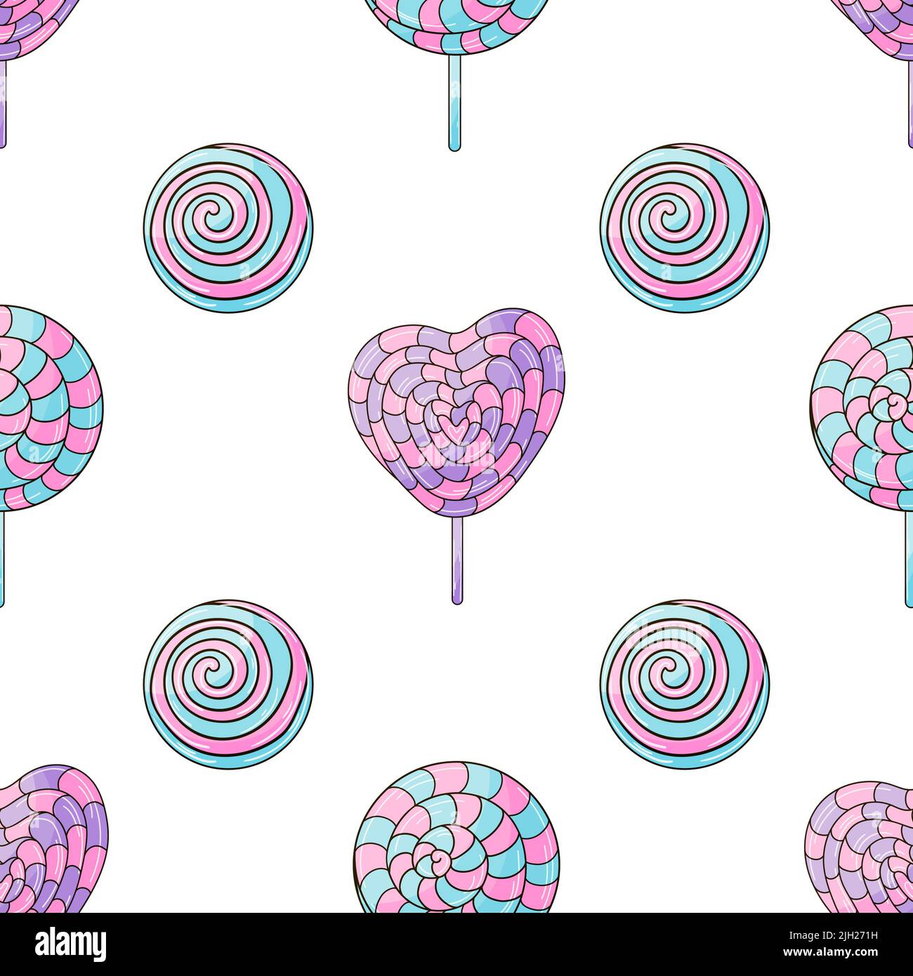 Candies. Cute pattern with sweets. Rainbow lollipops seamless pattern ...