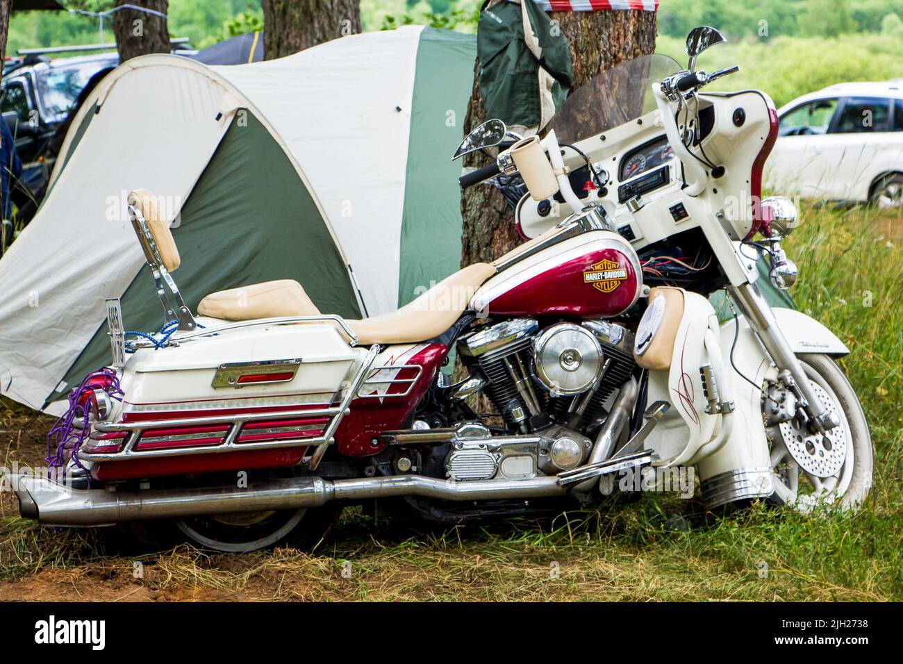 Summer open-air motorcycle festival, motorcycles on nature background ...