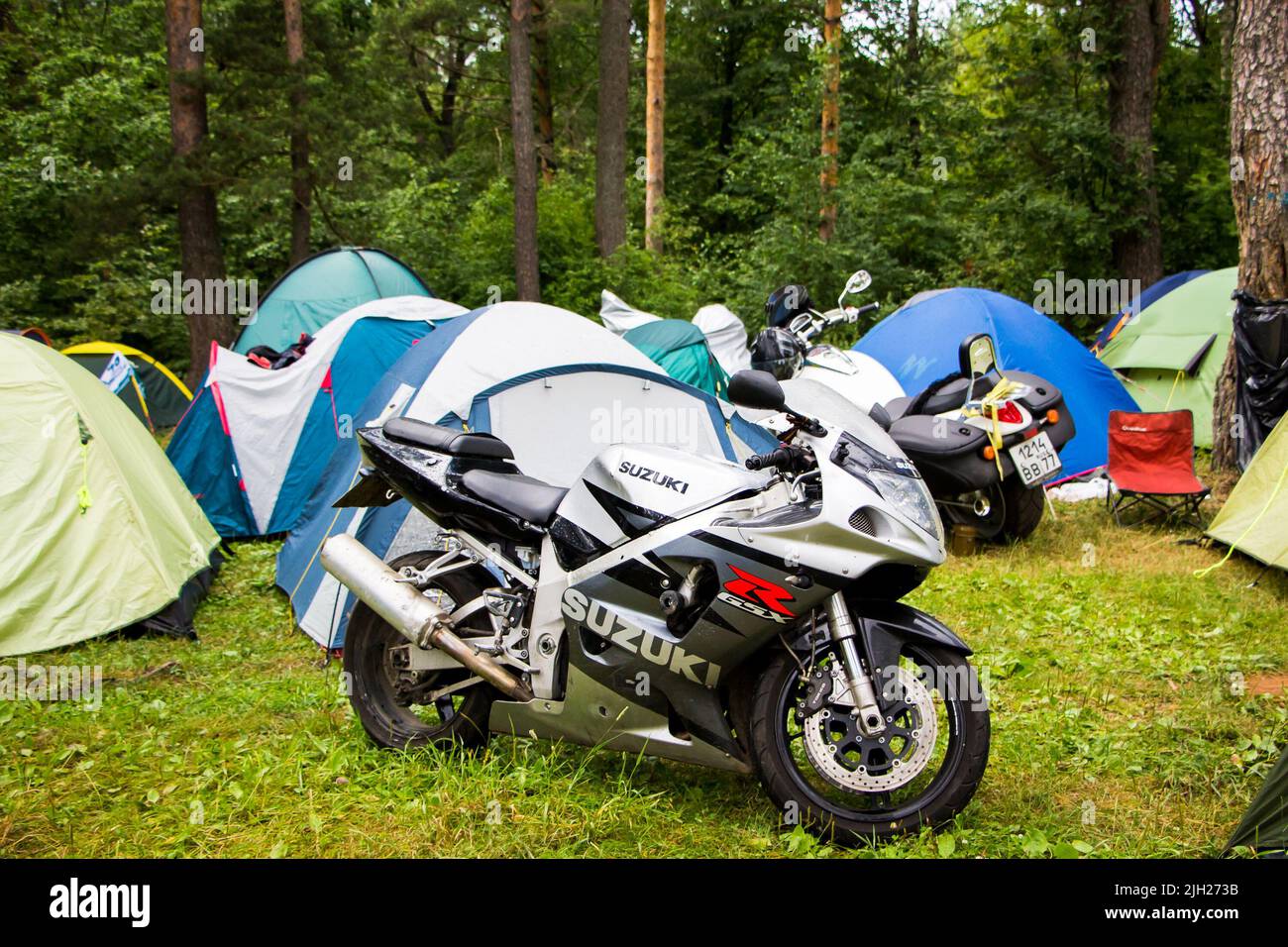 Summer open-air motorcycle festival, motorcycles on nature background ...