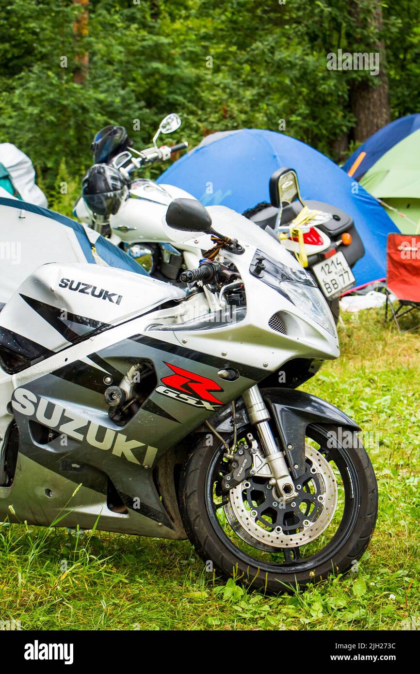 Summer open-air motorcycle festival, motorcycles on nature background ...